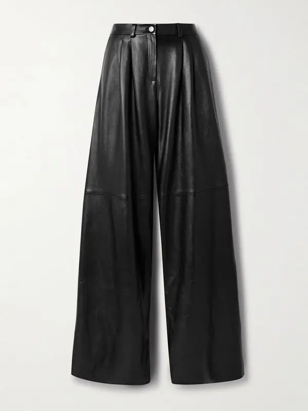 Magda Butrym Pleated Wide-leg Leather Pants