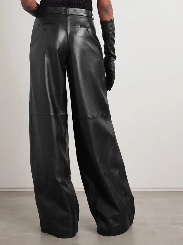 Magda Butrym Pleated Wide-leg Leather Pants