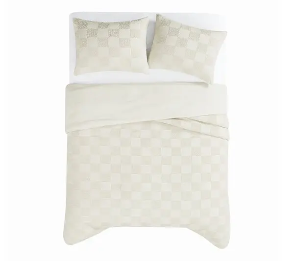 TRULY SOFT Textured Checkered Full/queen 3-piec E Duvet Set