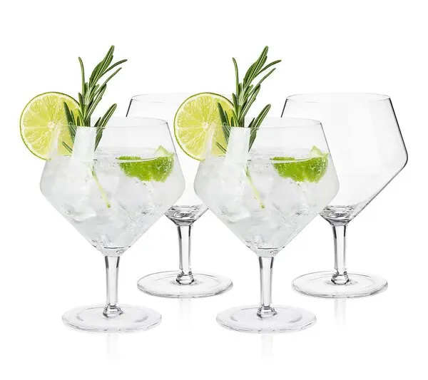 VISKI Raye Crystal Angled Gin & Tonic Glasses - One-color