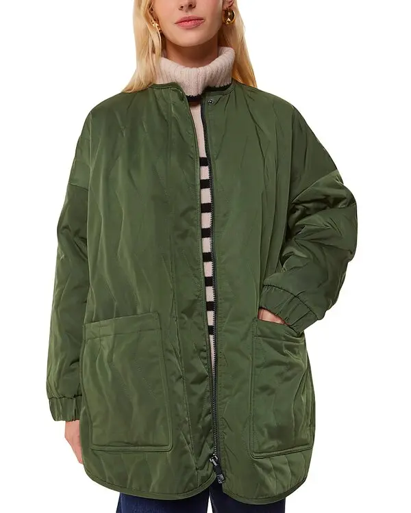 Whistles Esther Quilted Coat - Khaki
