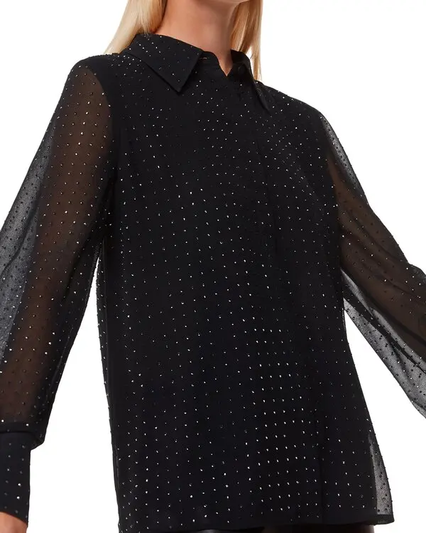 Whistles Hot Fix Sheer Shirt - Black