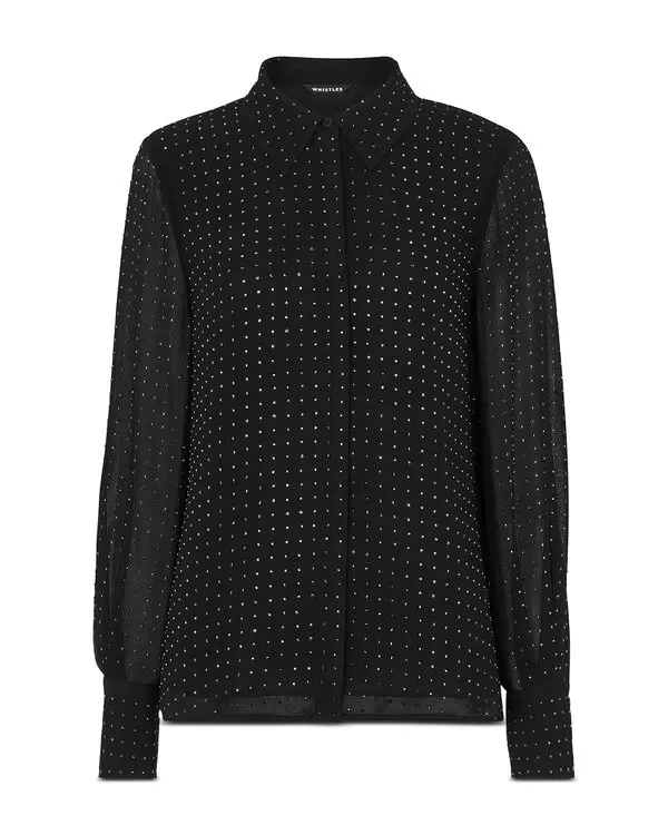 Whistles Hot Fix Sheer Shirt - Black