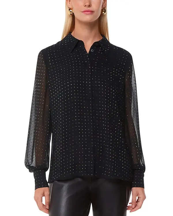 Whistles Hot Fix Sheer Shirt - Black