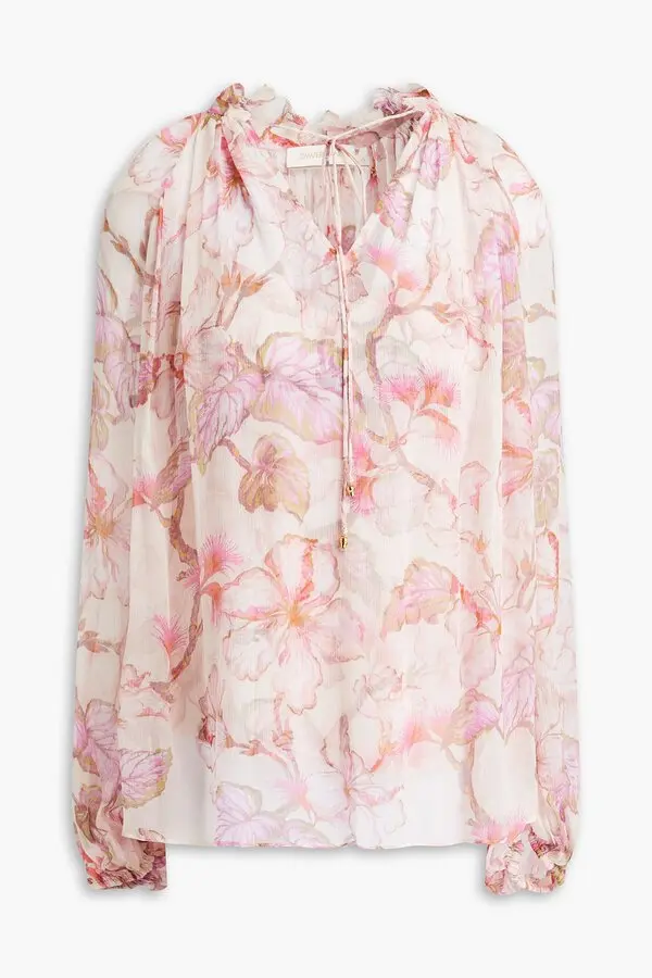Zimmermann Ruffled Floral-print Crepon Blouse