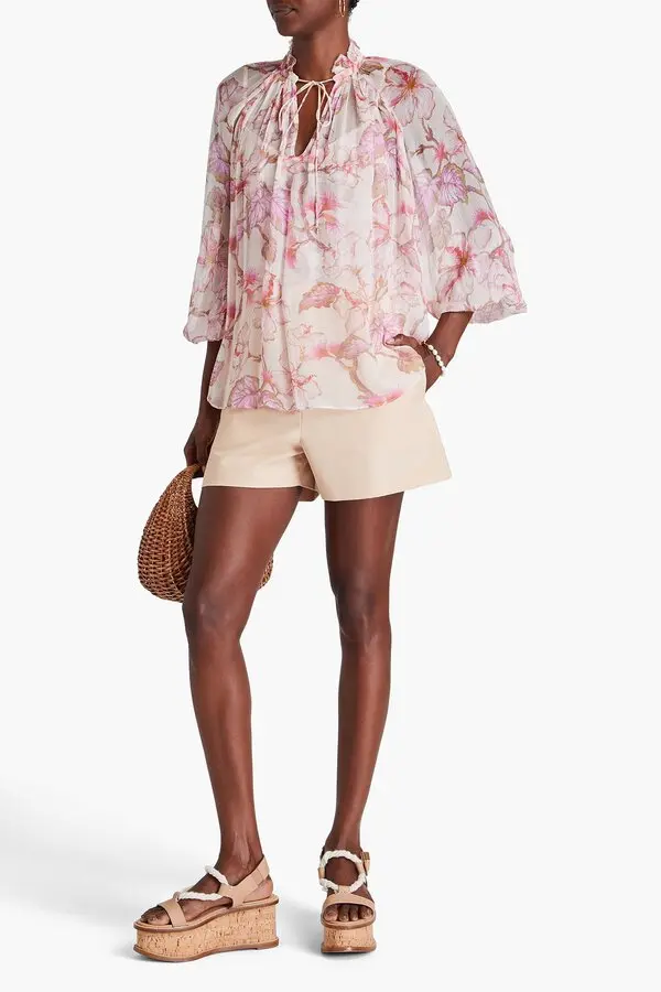 Zimmermann Ruffled Floral-print Crepon Blouse