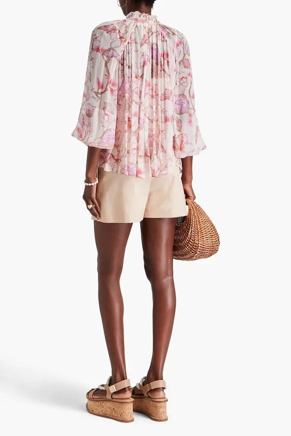 Zimmermann Ruffled Floral-print Crepon Blouse