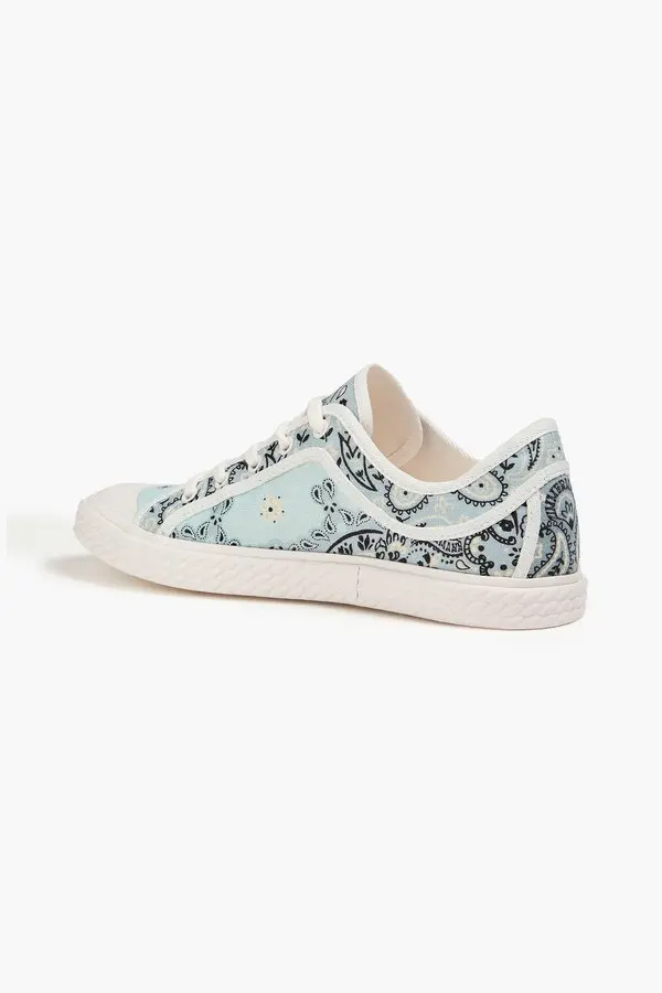 Zimmermann Paisley-print Linen Sneakers - Sky Blue