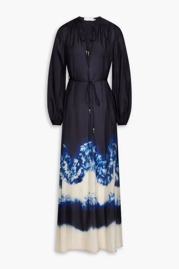 Zimmermann Tiedye Silk-habotai Maxi Dress - Navy