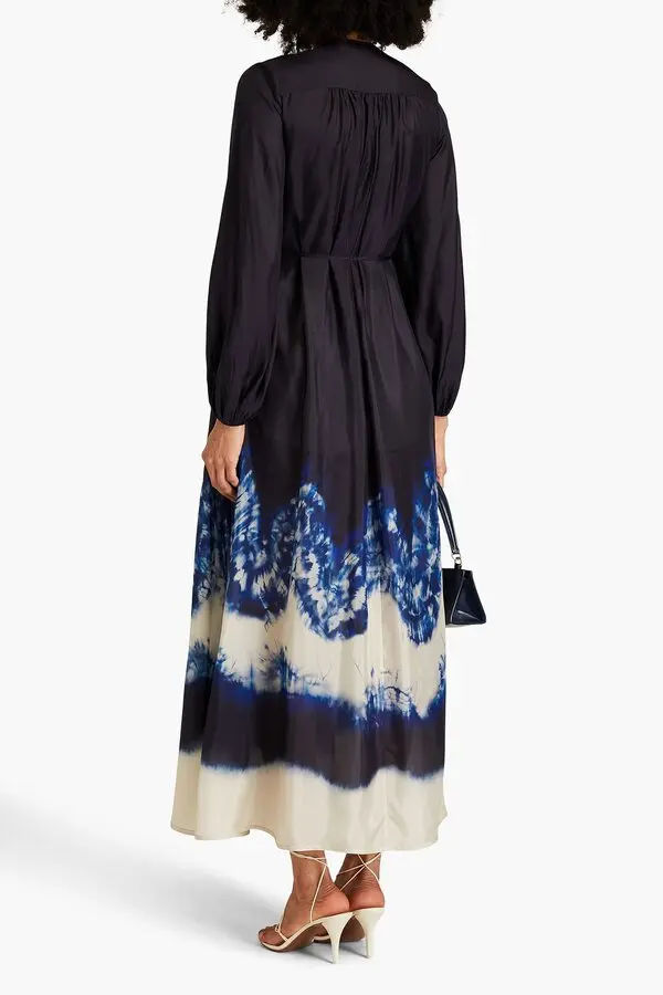 Zimmermann Tiedye Silk-habotai Maxi Dress - Navy