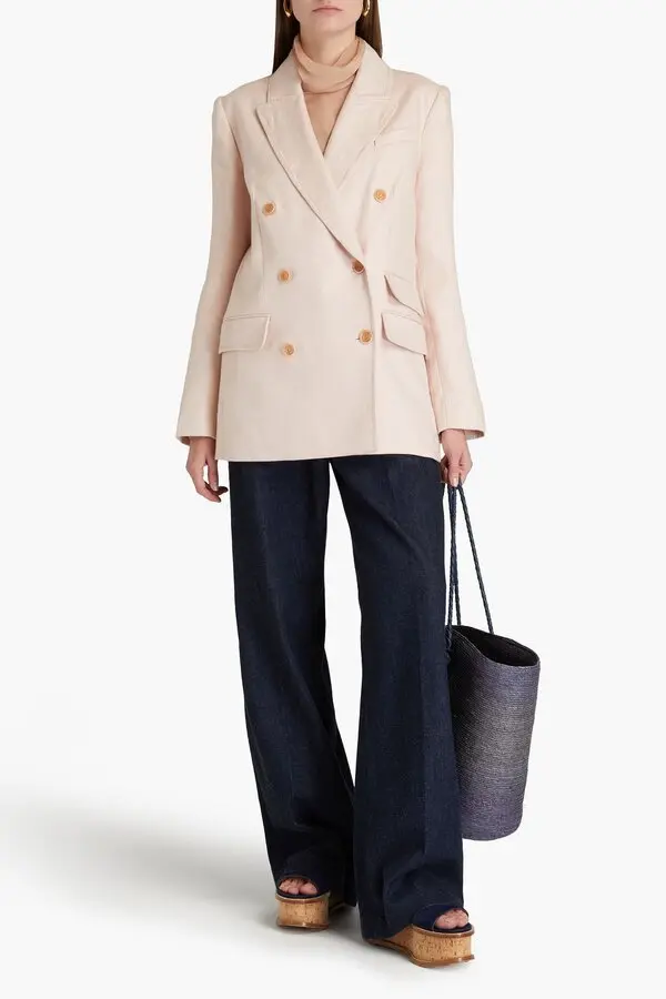 Zimmermann Double-breasted Linen Blazer - Blush