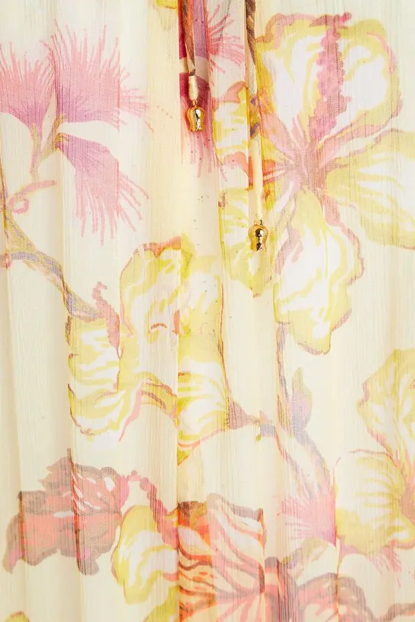 Zimmermann Floral-print Crepon Midi Dress With Ruffled Trims