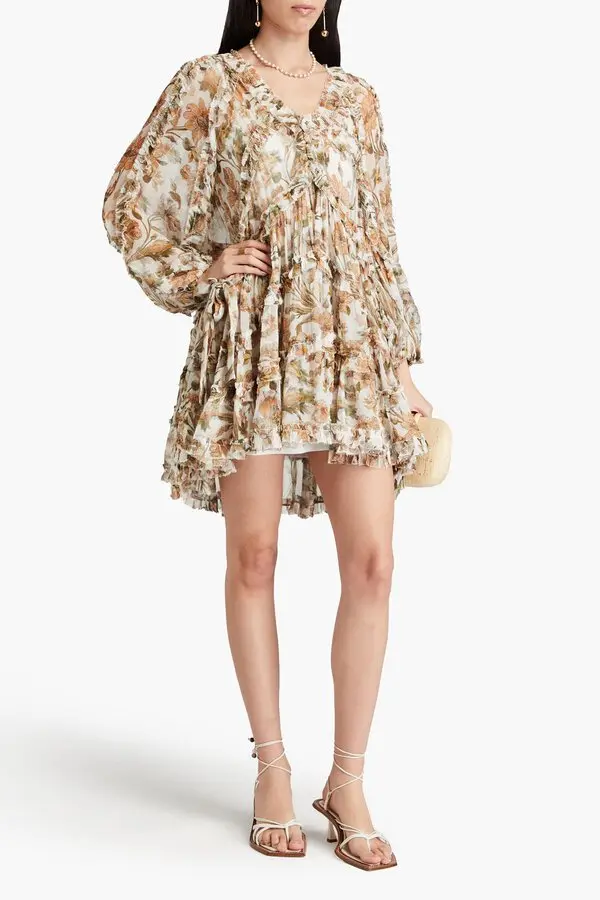 Zimmermann Floral-print Crepon Mini Dress
