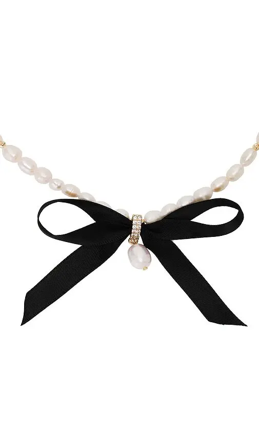 Ettika Faux Pearl And Satin Bow Choker Necklace