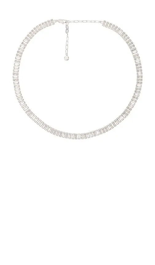 Ettika Baguette Tennis Necklace - Metallic Silver