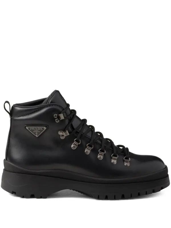 Prada Brixxen Leather Boots - Black
