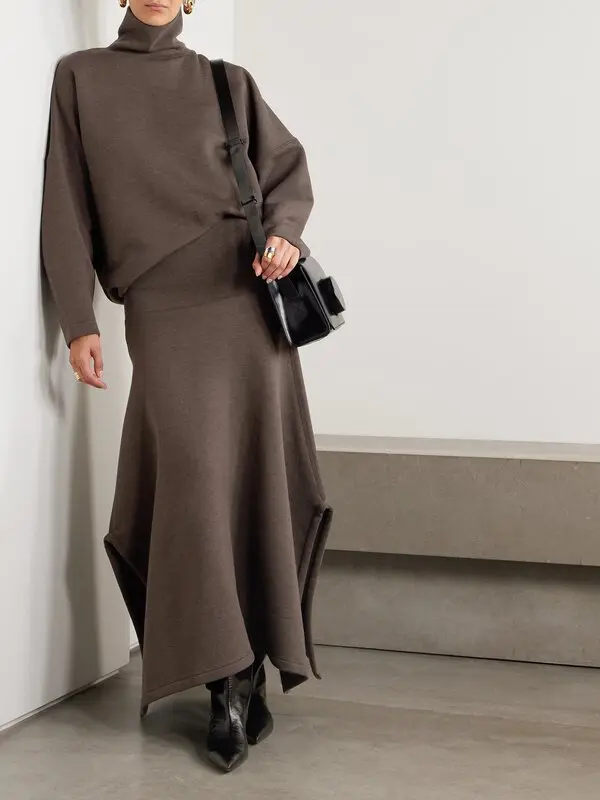 LEMAIRE Wool And Cotton-blend Jersey Midi Skirt