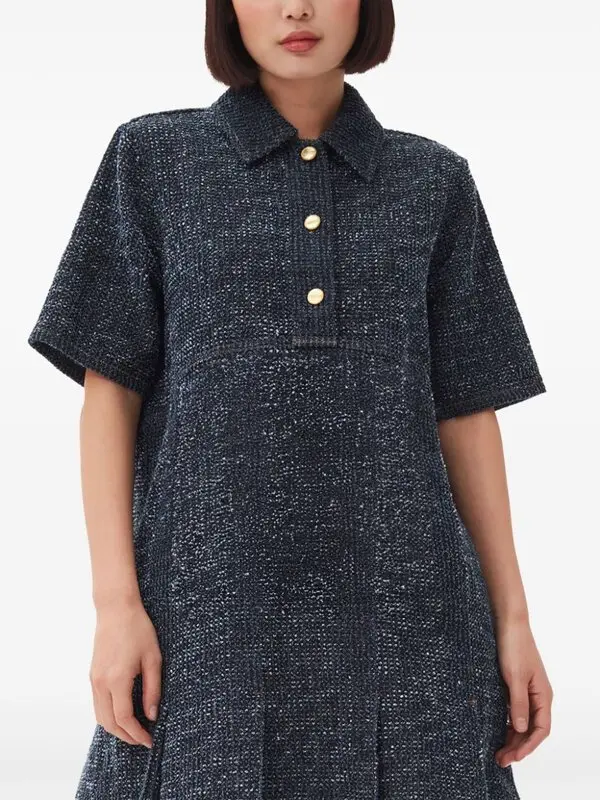 white christmas dresses Ganni Tapestry Denim Mini Dress | Blue/Floral | Size 38