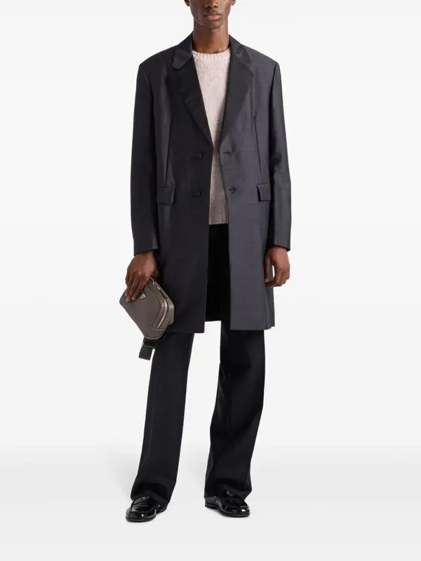 Prada Leather Messenger Bag - Grey