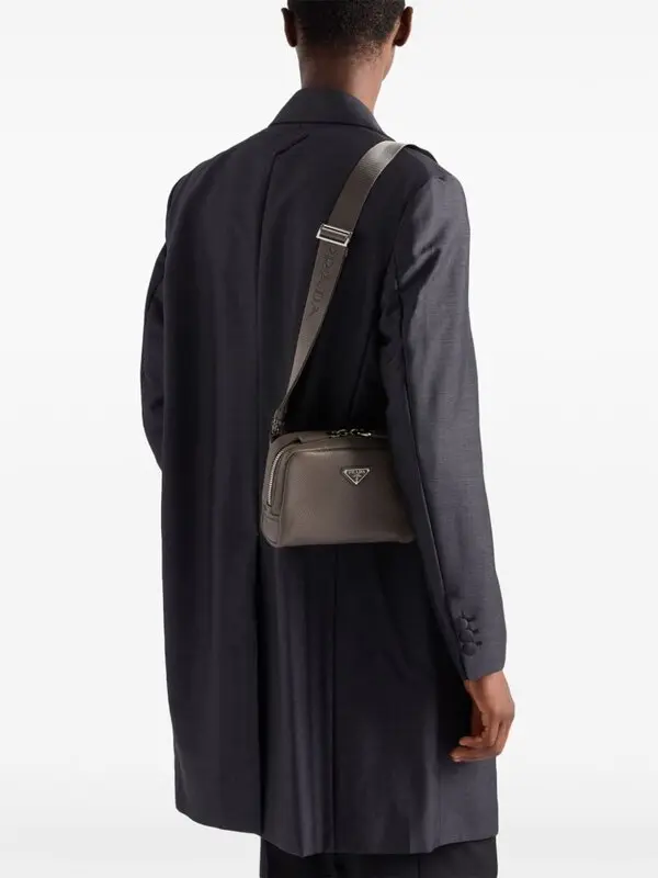 Prada Leather Messenger Bag - Grey