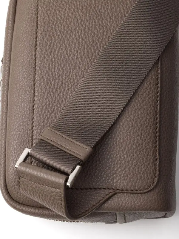 Prada Leather Messenger Bag - Grey