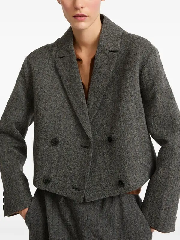 YVES SALOMON Notched Lapel Double-breasted Jacket