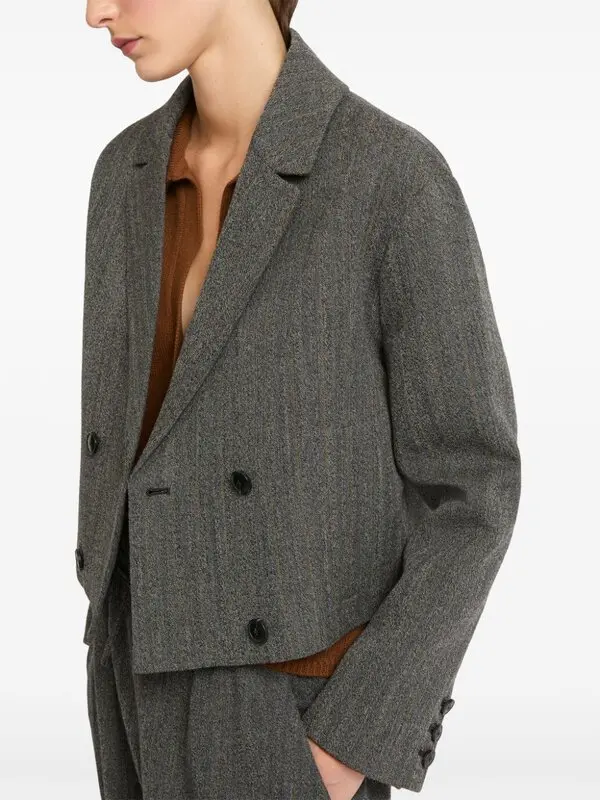 YVES SALOMON Notched Lapel Double-breasted Jacket