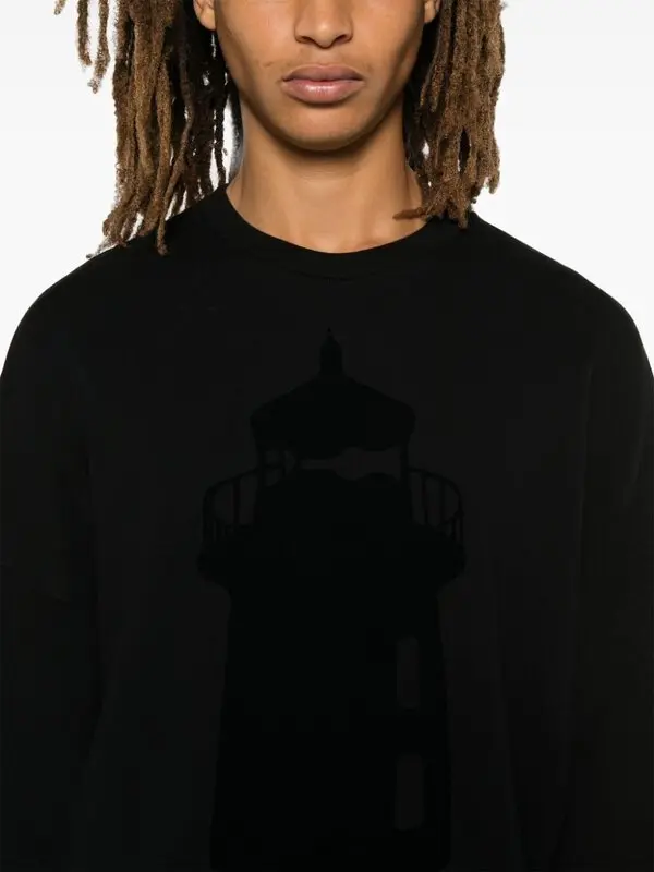 Emporio Armani Flocked Motif Crewneck Sweatshirt
