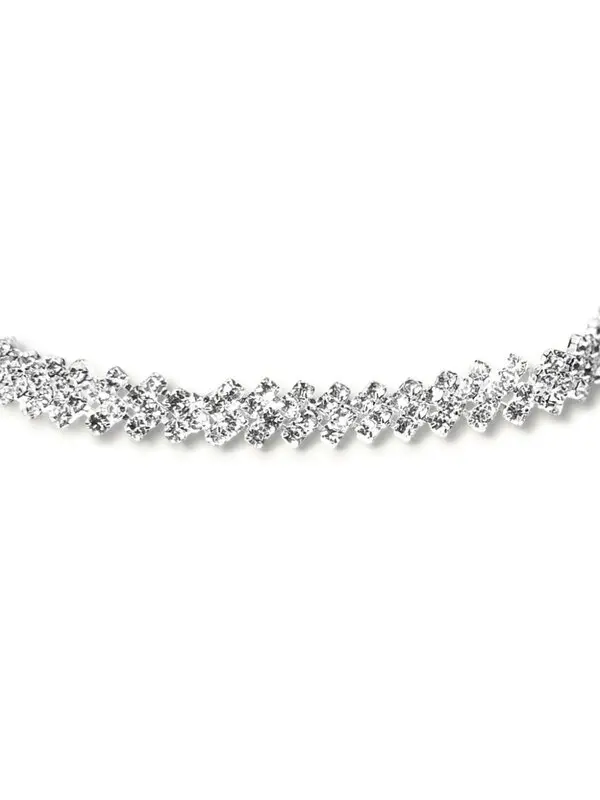 HZMER JEWELLERY Rhinestone-embellished Choker Necklace - Silver