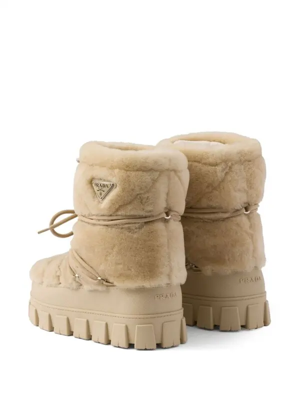 Prada Après Ski Shearling Boots - Neutrals