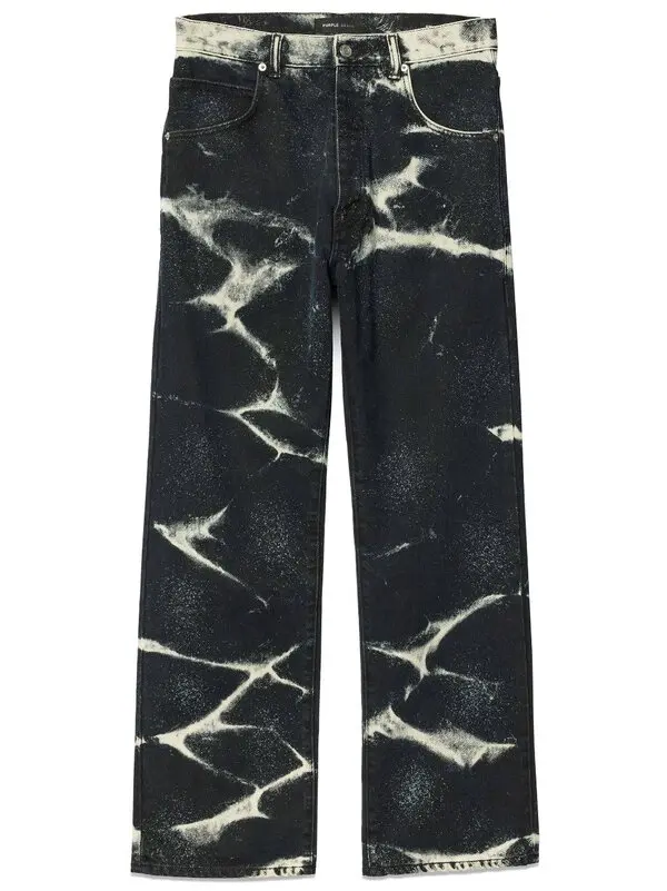 PURPLE BRAND P018 Marble Coated Wide-leg Jeans - Black