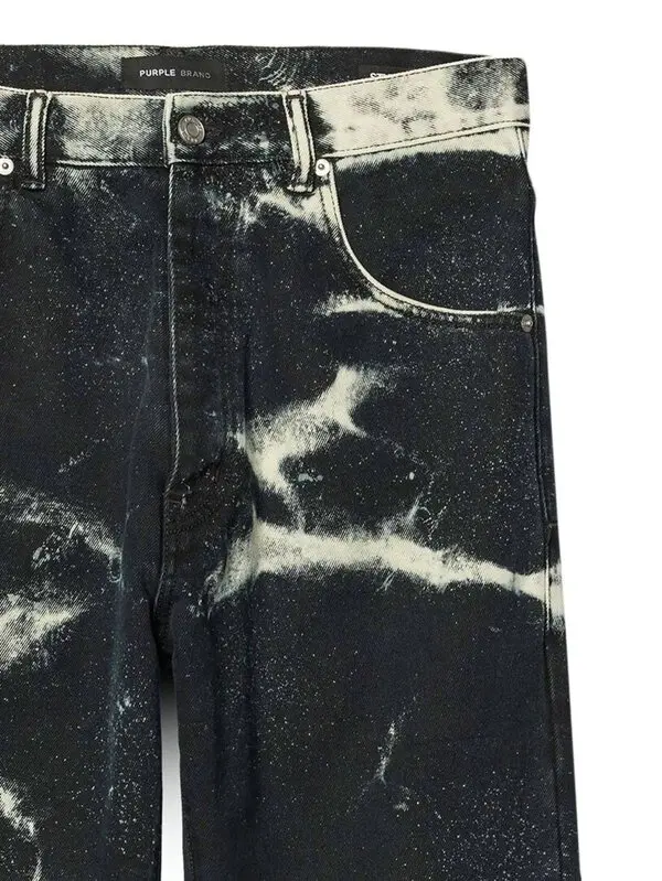 PURPLE BRAND P018 Marble Coated Wide-leg Jeans - Black