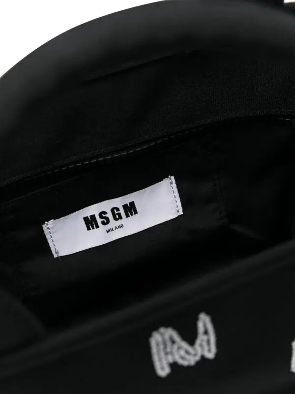 MSGM Crystal-embellished Logo Tote Bag