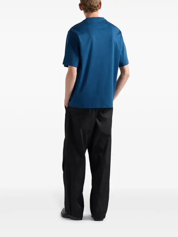 Prada Triangle Logo Cotton T-shirt - Blue