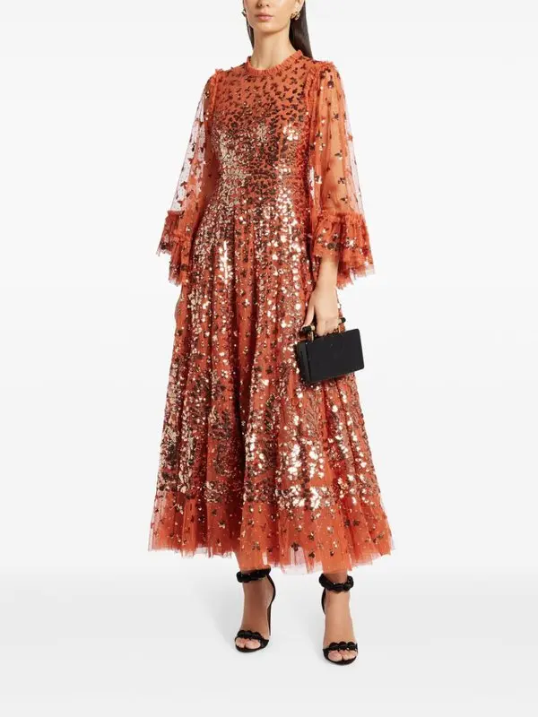 Needle & Thread Sequin Embellished Dress In Orange - 77% Off | Editorialist