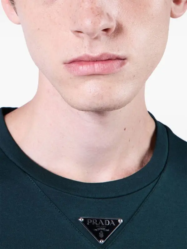 Prada Triangle Logo Cotton T-shirt - Green