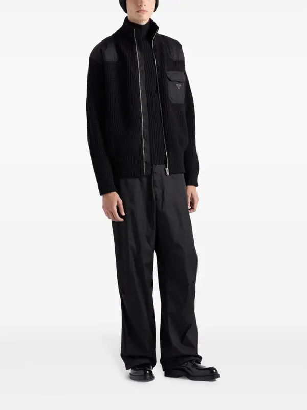 Prada Zip-up Ribbed Knit Cardigan