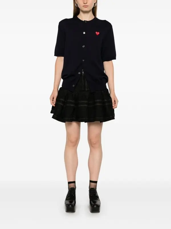 Play Comme Des Garcon Heart-patch Cardigan - Blue
