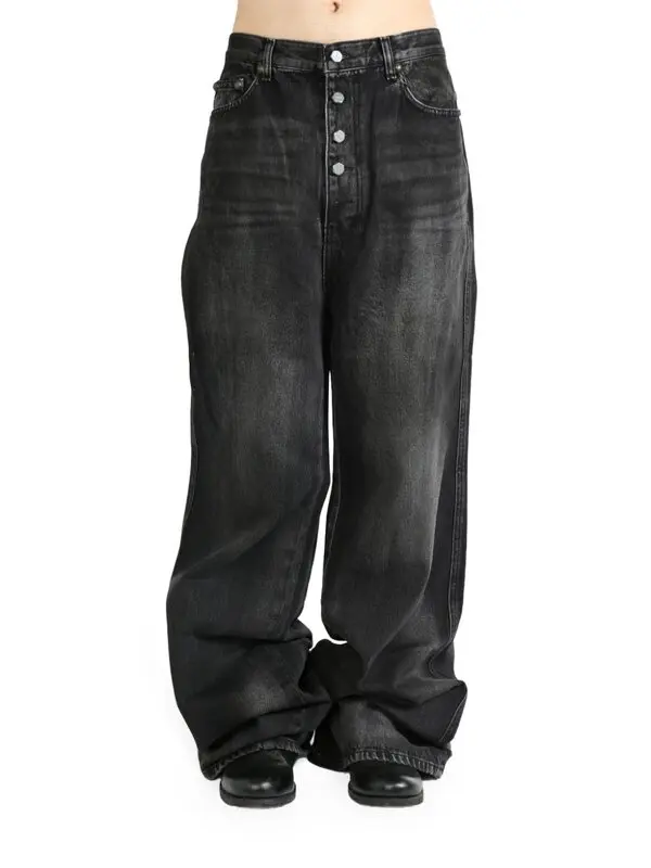 THUG CLUB Distressed Wide-leg Jeans - Black