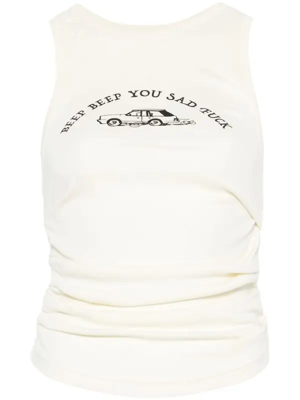 ACHILLES ION GABRIEL Ruched Tank Top - White