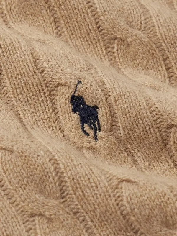 Polo Ralph Lauren Logo-embroidered Cable-knit Half-zip Sweater - Neutrals