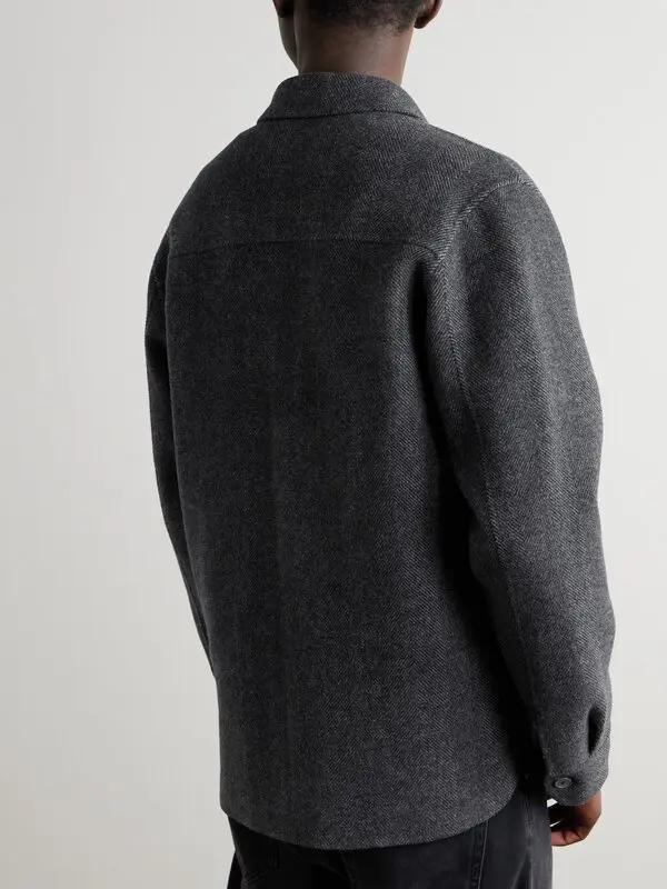 Mr P. Herringbone Wool And Cashmere-blend Flannel Overshirt - Gray