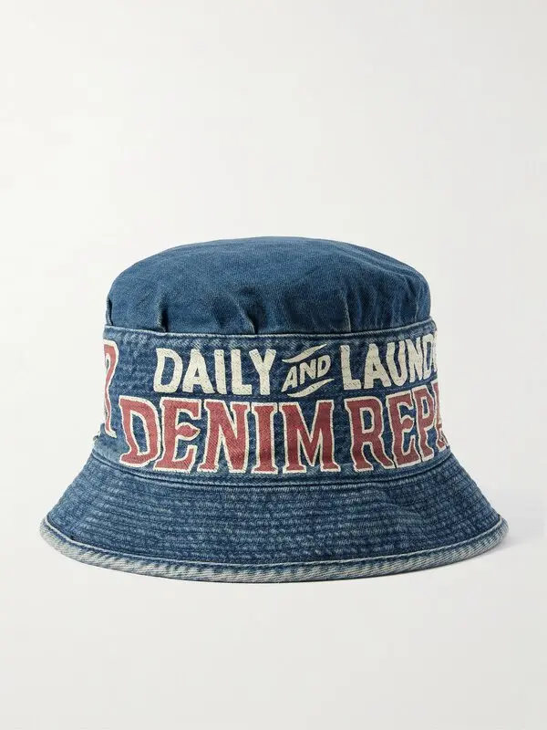 Kapital Laundry Printed Denim Bucket Hat - Blue