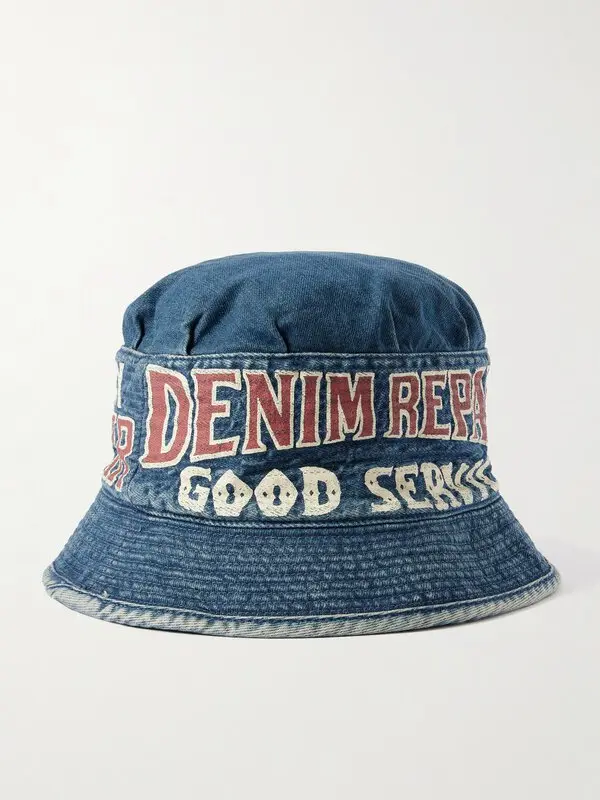 Kapital Laundry Printed Denim Bucket Hat