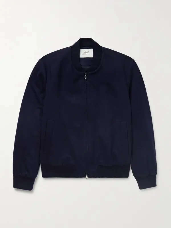 Mr P. Padded Cashmere-blend Bomber Jacket - Blue
