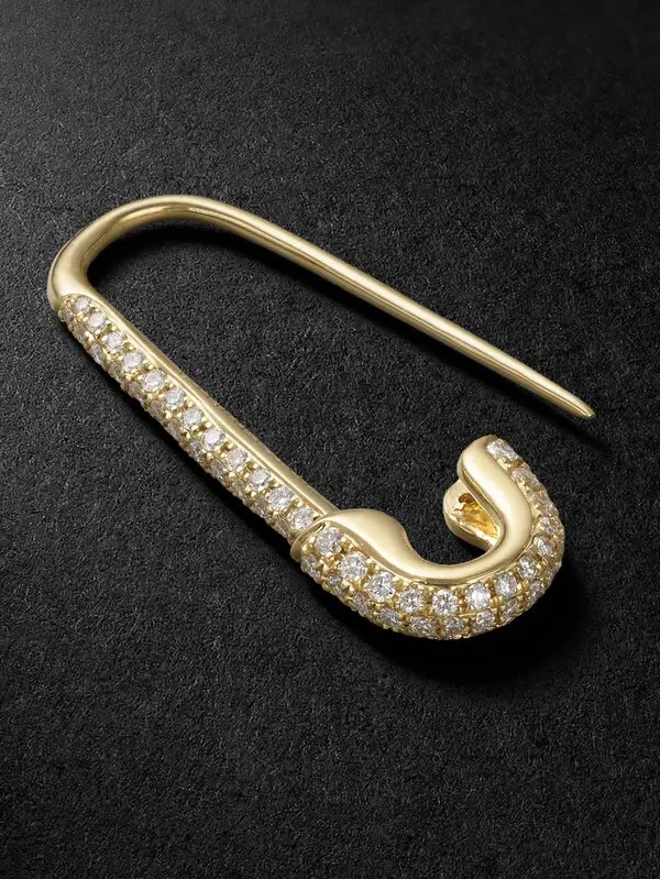 ANITA KO 18-karat Diamond Safety Pin Single Earring
