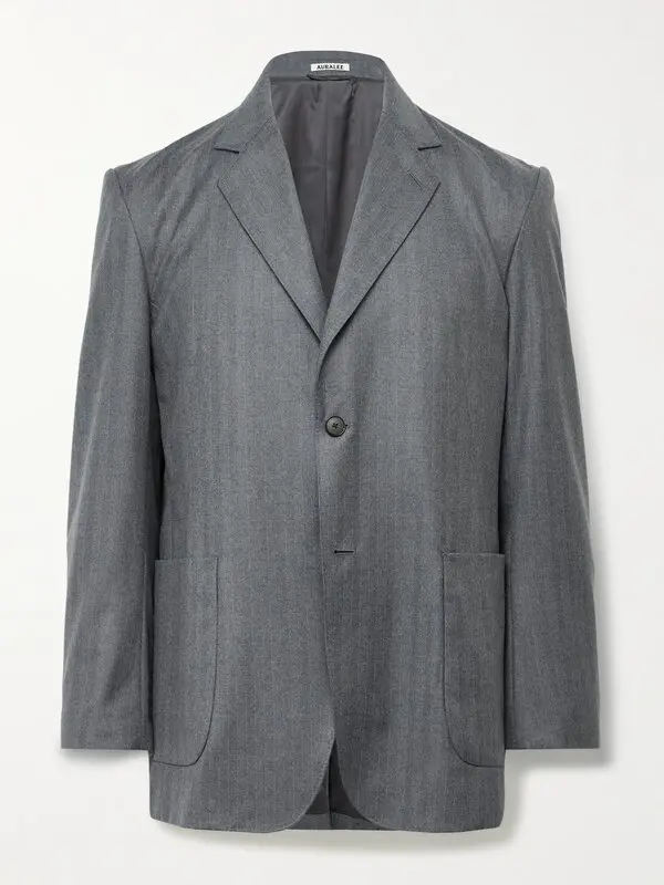 Auralee Unstructured Pinstriped Wool-blend Twill Suit Jacket
