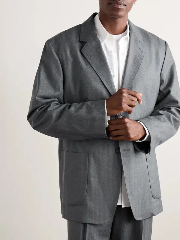 Auralee Unstructured Pinstriped Wool-blend Twill Suit Jacket