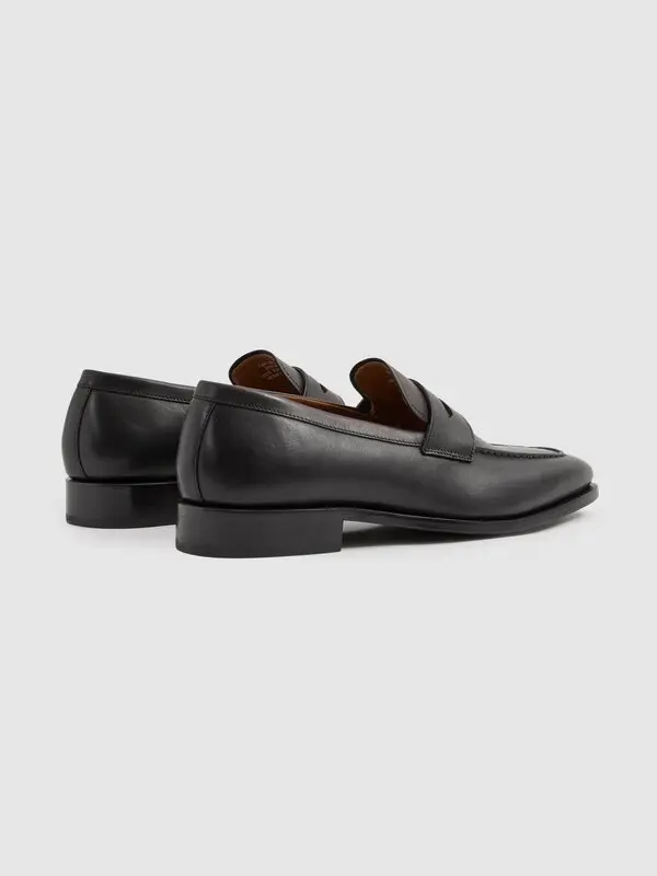 REISS Gartlett Leather Saddle Loafers
