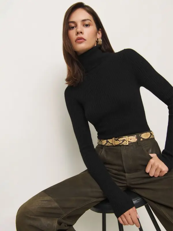REFORMATION Tink Cashmere Turtleneck Bodysuit